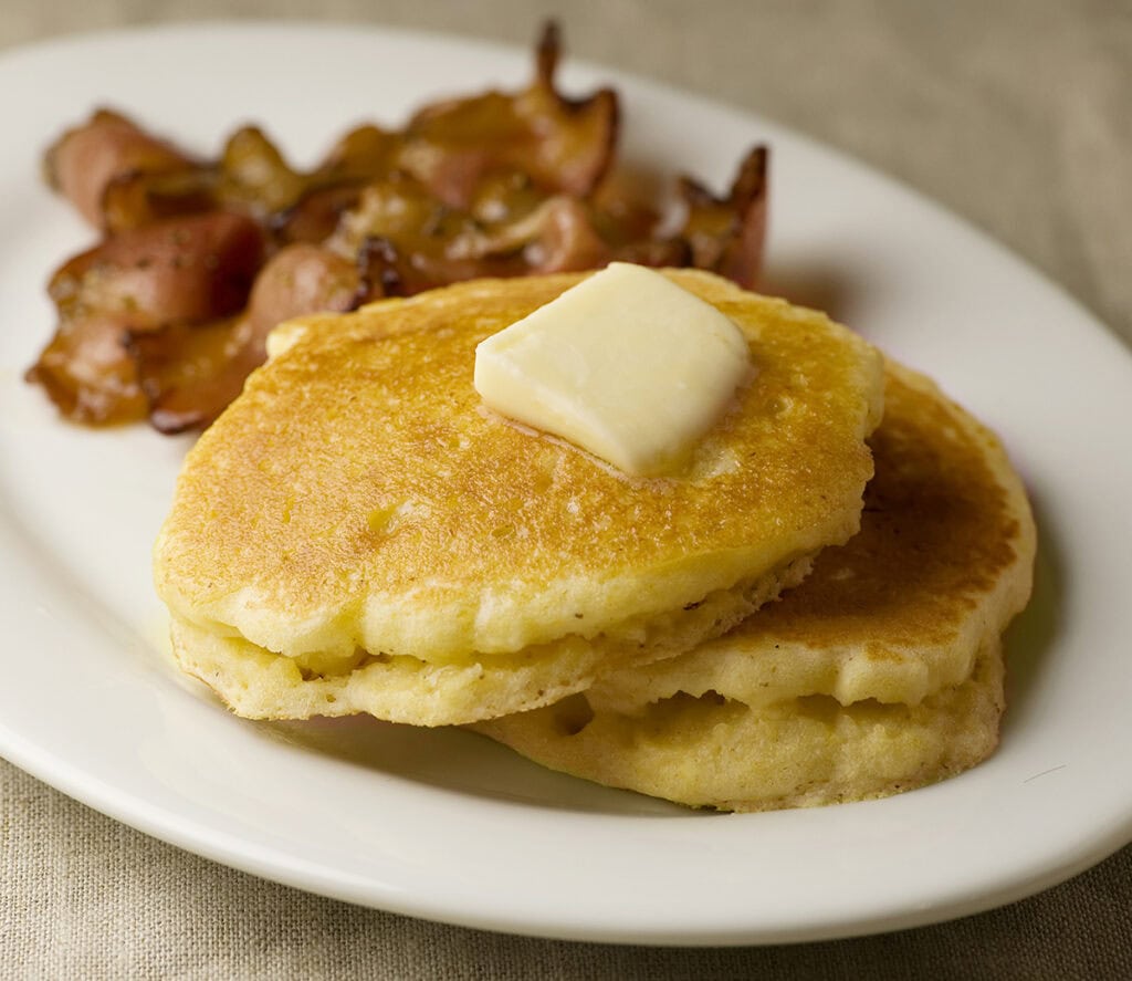Buttermilk Cornmeal Pancakes - Framed Cooks