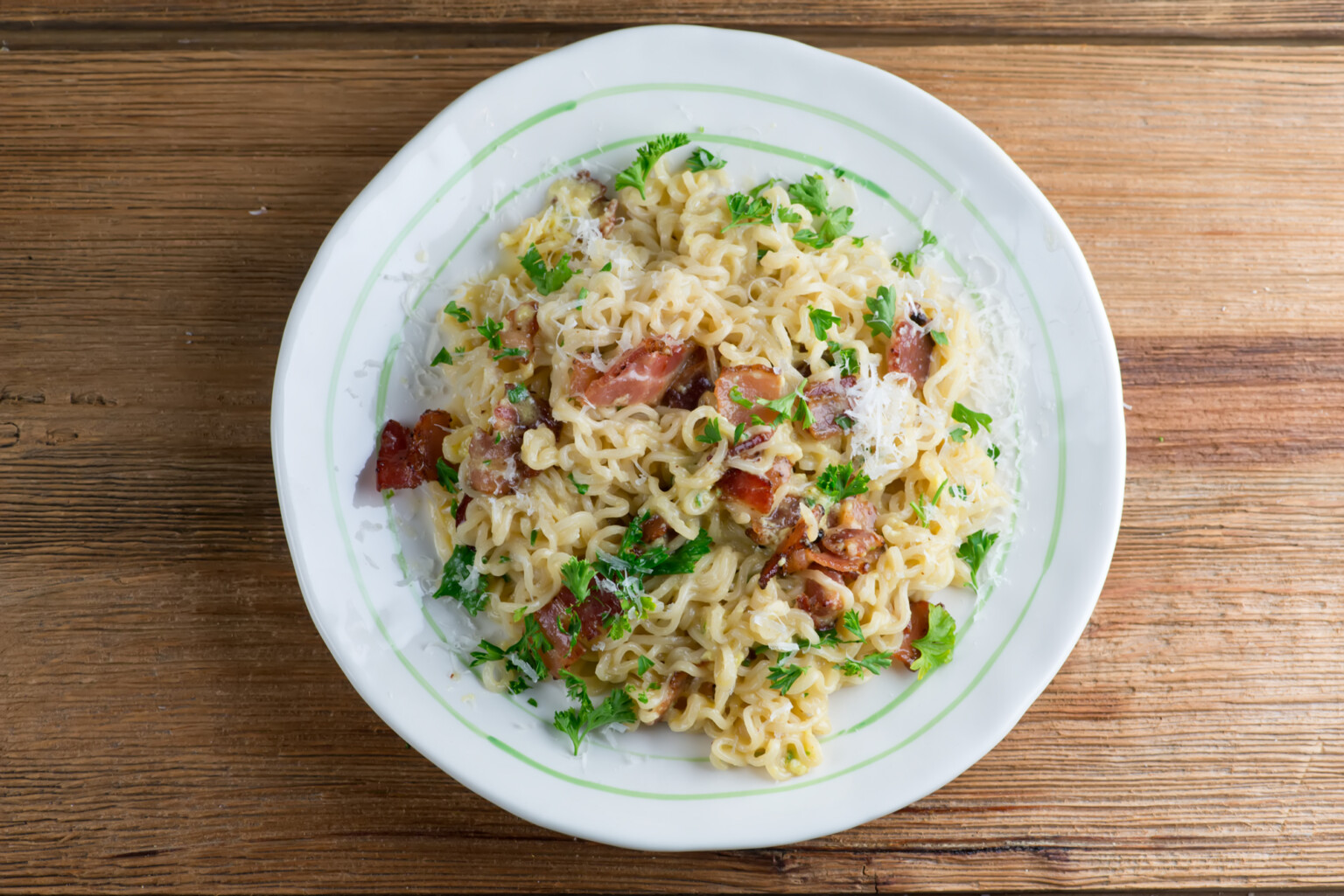 Ramen Pasta Carbonara - Framed Cooks