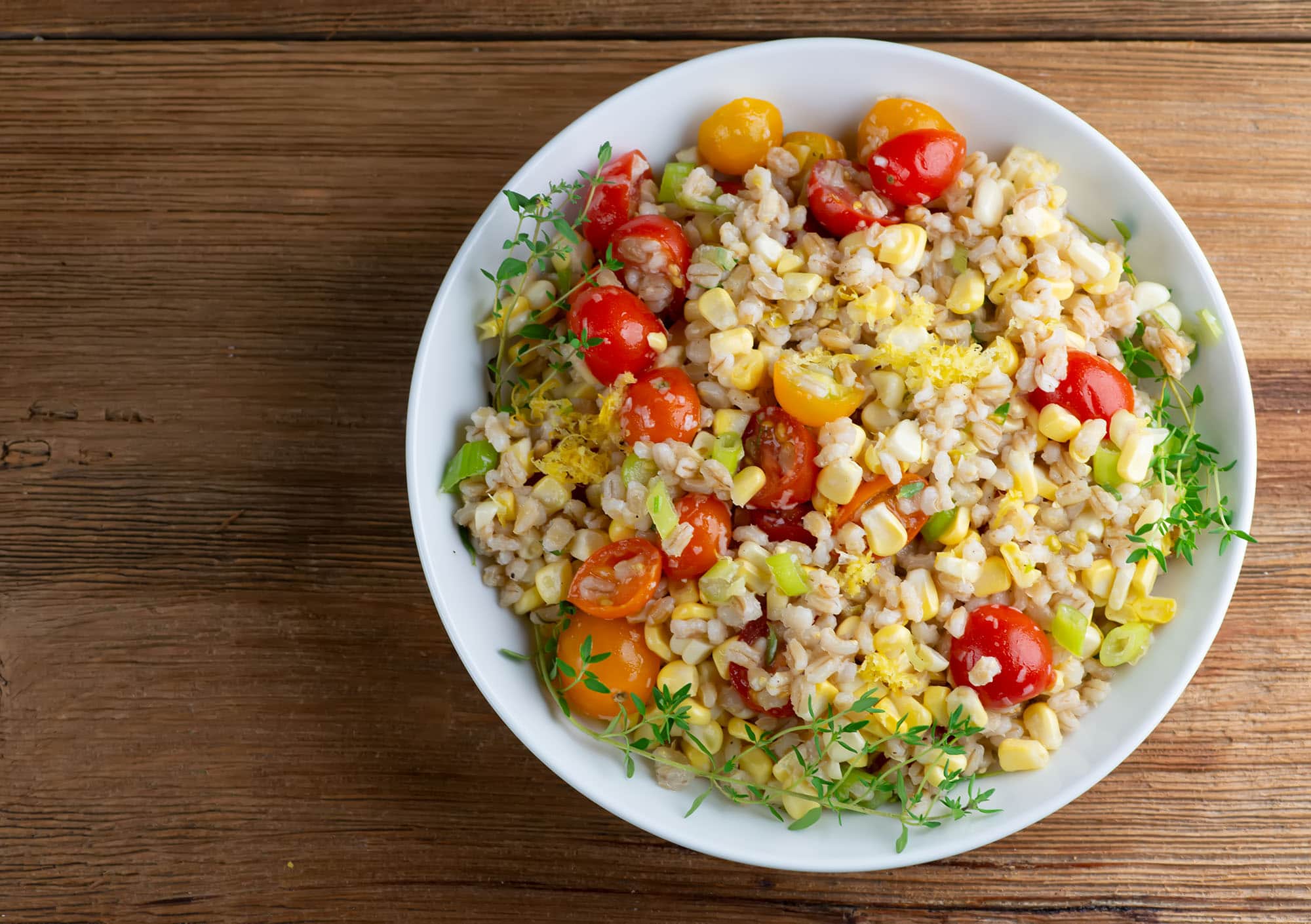 Summertime Corn Tomato Barley Salad - Framed Cooks