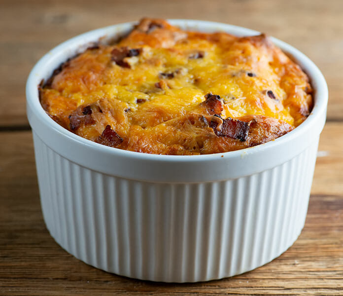 Cheesy Bacon Bread Pudding - Framed Cooks
