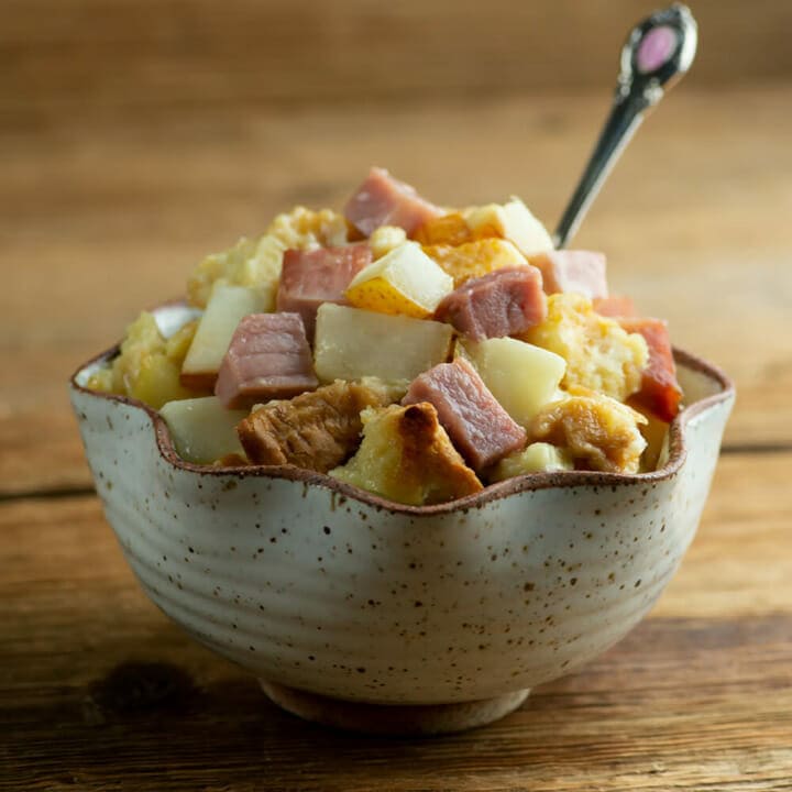 Ham Pear and Brie Casserole - Framed Cooks
