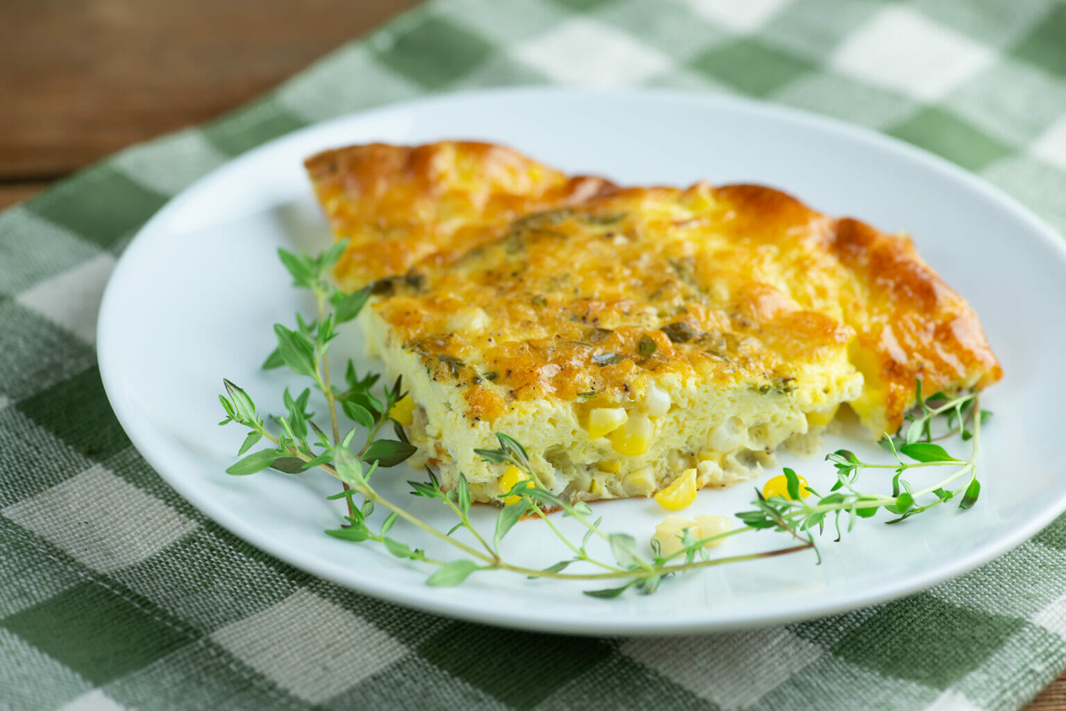 Crustless Corn and Honey Quiche - Framed Cooks