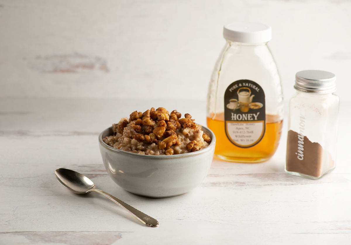 Slow Cooker Baklava Oatmeal with Honey and Walnuts - Framed Cooks